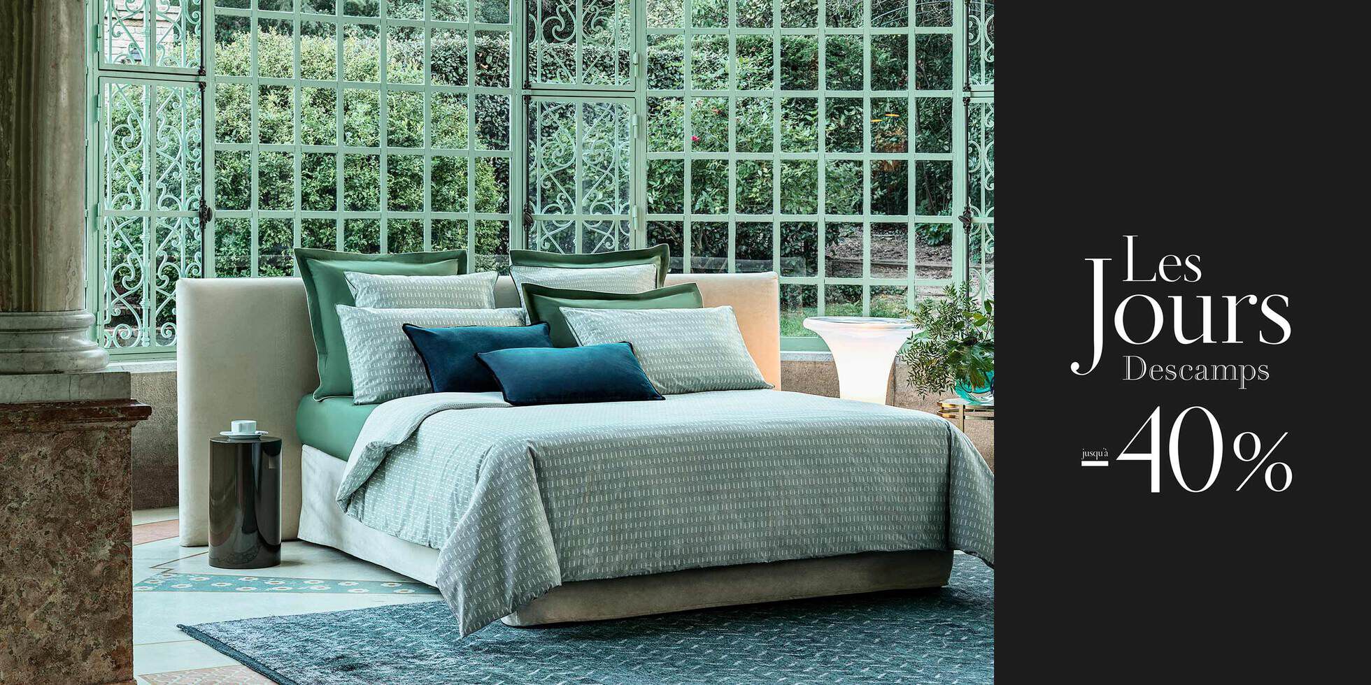 Linge de maison Descamps, linge de lit, parures de bain et accessoires